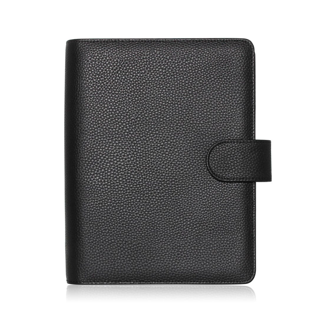 Black Leather A5 Planner Cover | Refillable 6-ring A5 Binder | PU Vegan ...