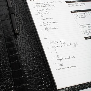 Black A4 Croc Leather Padfolio Cover | PU Vegan Leather Planner ...