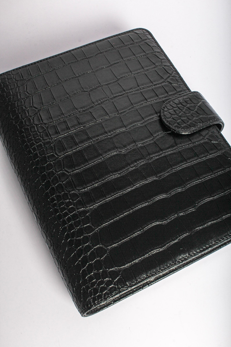 Black Croc Leather A5 Planner Cover | Premium Vegan Leather Planner ...