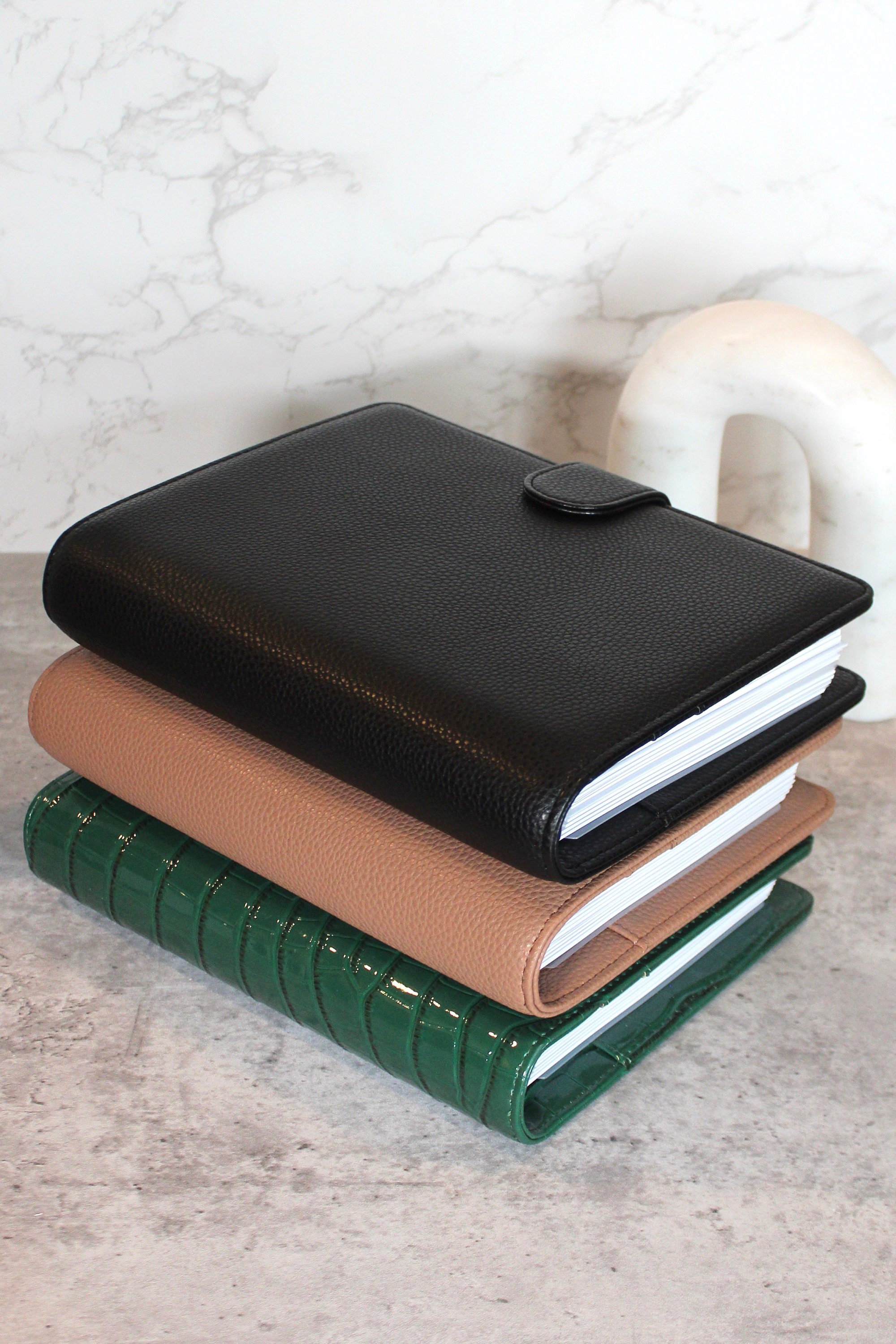 Black Leather A5 Planner Cover Refillable 6-ring A5 Binder PU Leather ...