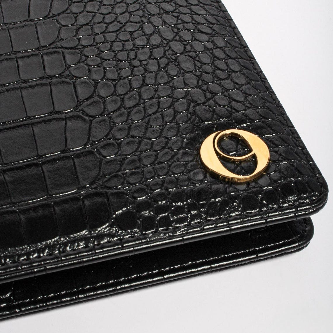 Black A4 Croc Leather Padfolio Cover | PU Vegan Leather Planner ...