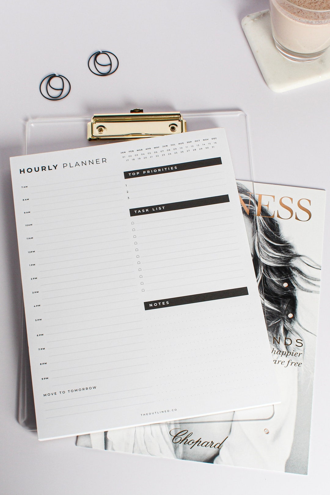 Hourly Planner Pad | Luxe Minimalist Stationery | White and Black ...