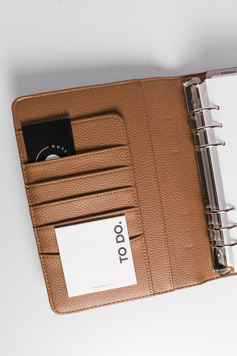Tan Brown Leather A5 Planner Cover | Pebbled Vegan Leather Binder ...