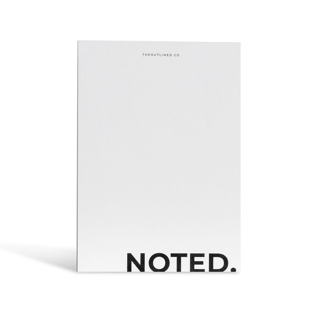 NOTED Notepad | Luxe Minimalist Stationery | White and Black Notepad ...