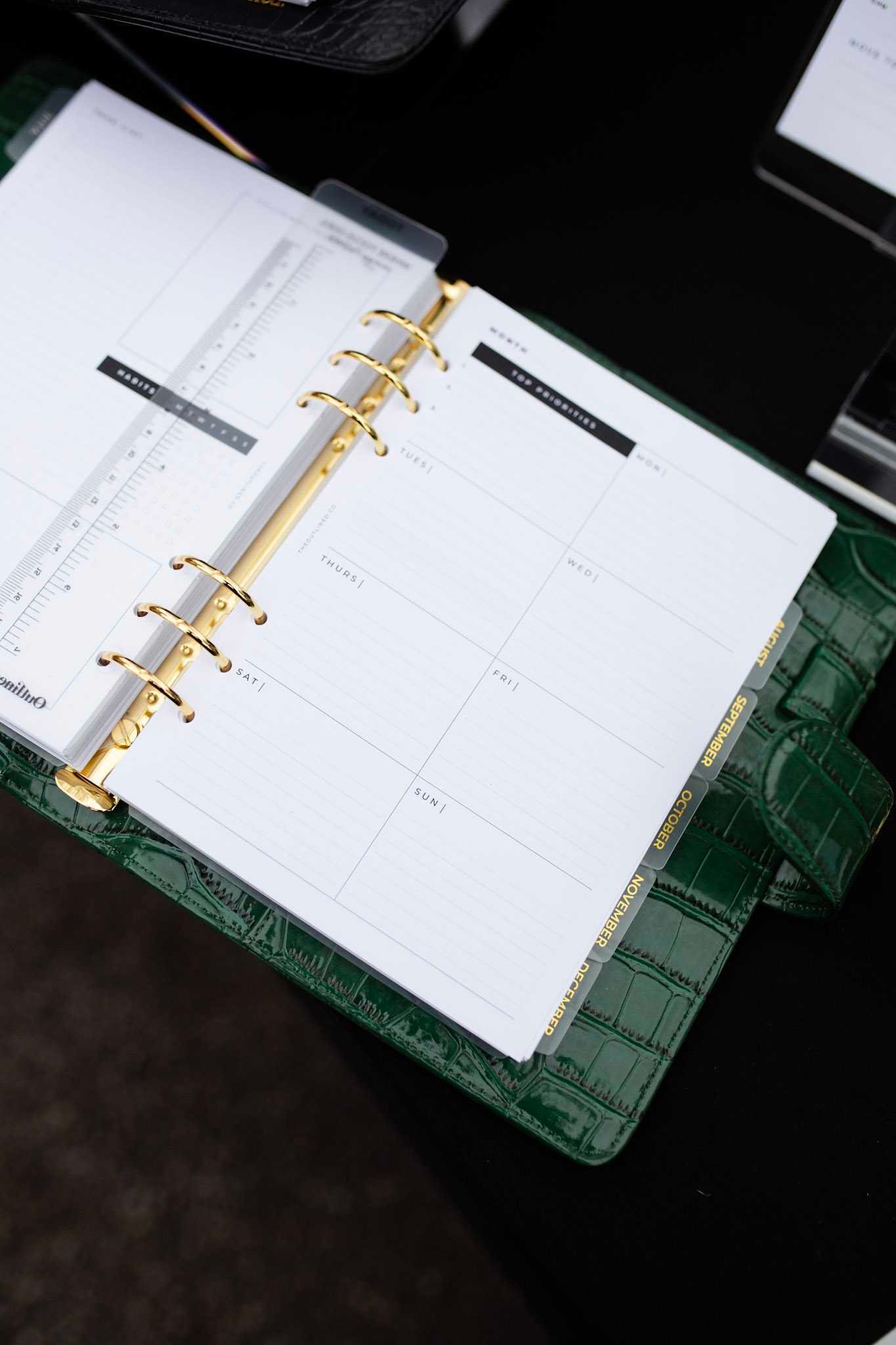 Green Croc Leather A5 Planner Cover | Refillable 6-ring A5 Binder I ...