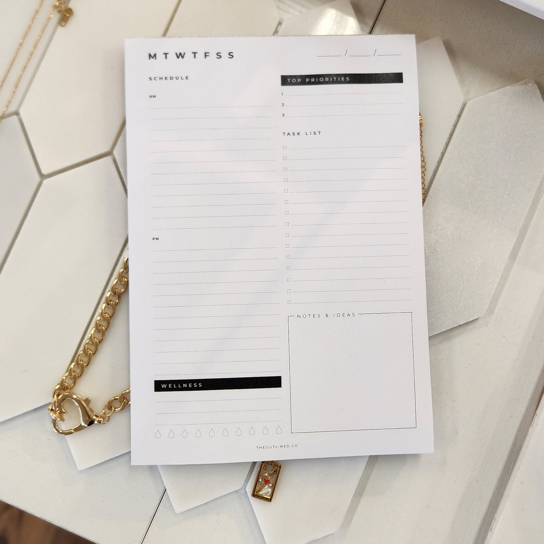 A5 Daily Planner Pad Luxe Minimalist Stationery White and Black Notepad ...