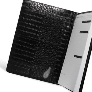 Black A4 Croc Leather Padfolio Cover | PU Vegan Leather Planner ...