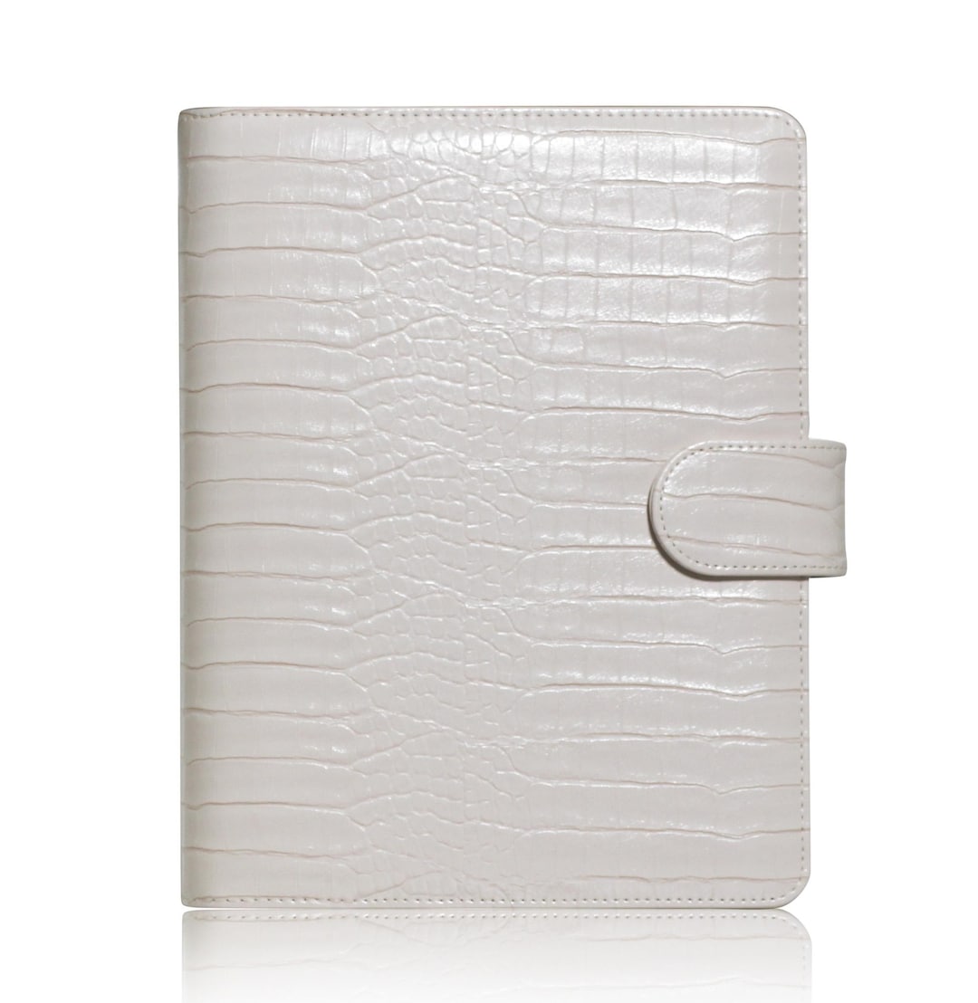 Cream Croc Leather A5 Planner Cover | Refillable Vegan Leather Planner ...