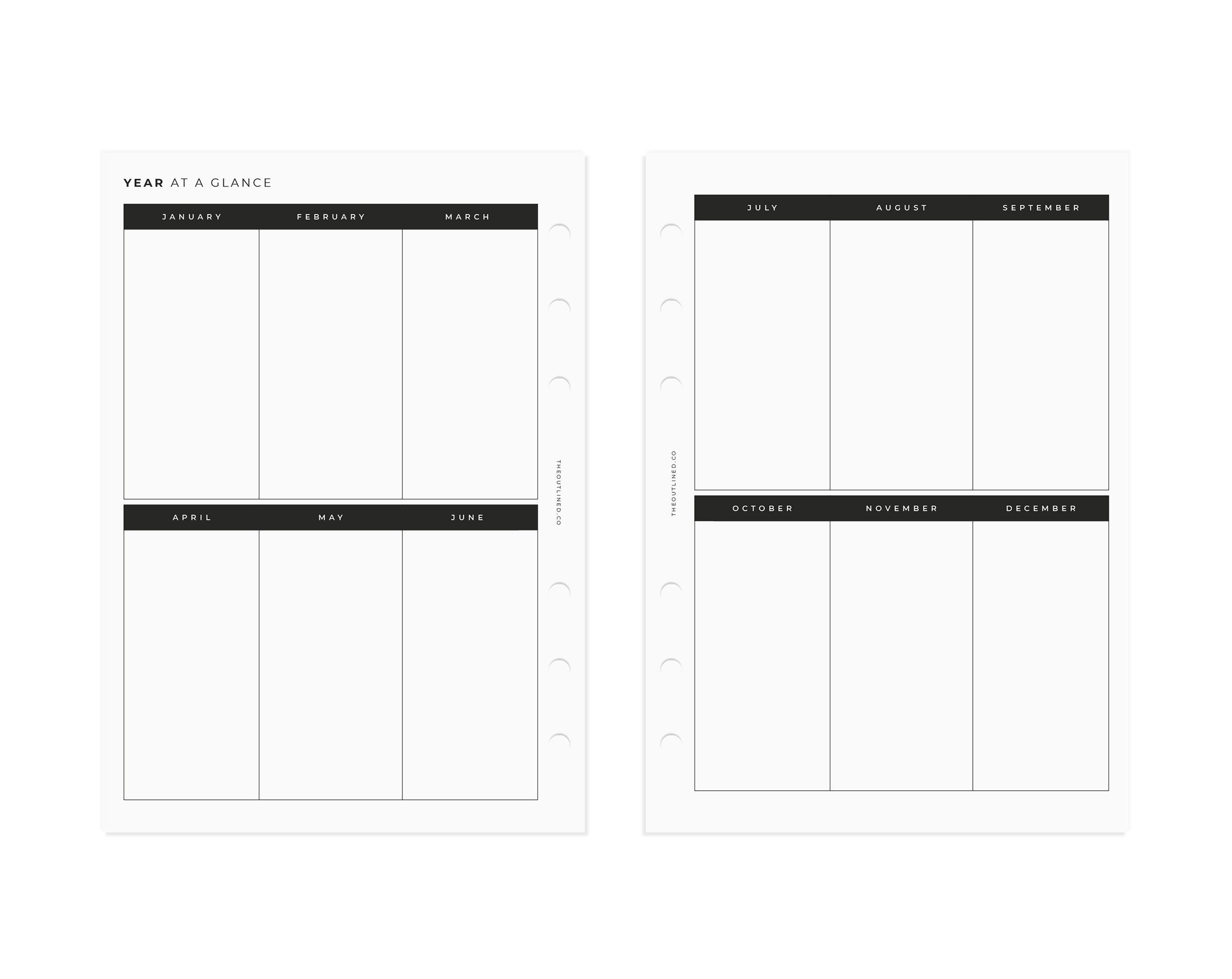 PRINTED A5 Undated 12-month Planner Inserts | A5 Inserts Grid Box ...