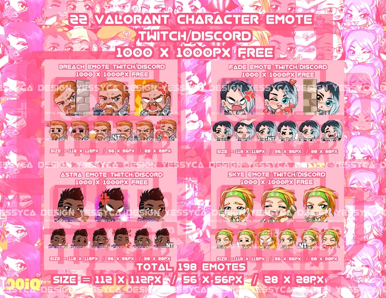 22 Character Valorant Cute Emotes Mega Bundle With Various Unique ...