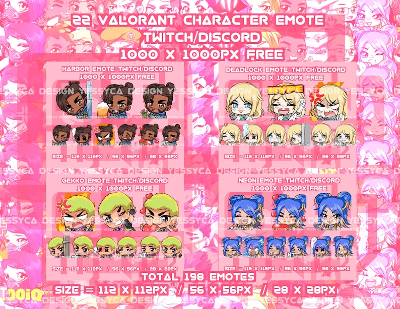 22 Character Valorant Cute Emotes Mega Bundle With Various Unique ...