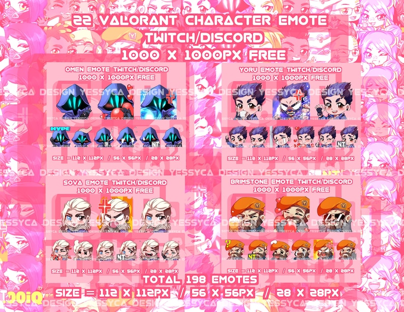 22 Character Valorant Cute Emotes Mega Bundle With Various Unique ...