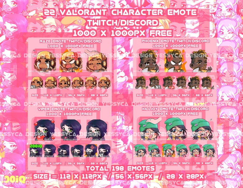 22 Character Valorant Cute Emotes Mega Bundle With Various Unique ...