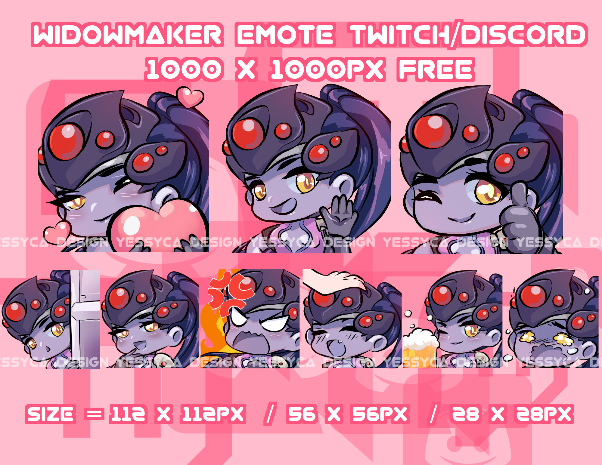 Cute Widowmaker Overwatch2 Emotes Bundle With Various Unique ...