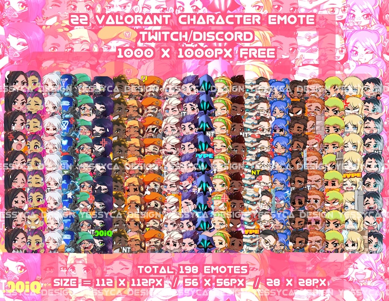 22 Character Valorant Cute Emotes Mega Bundle With Various Unique ...