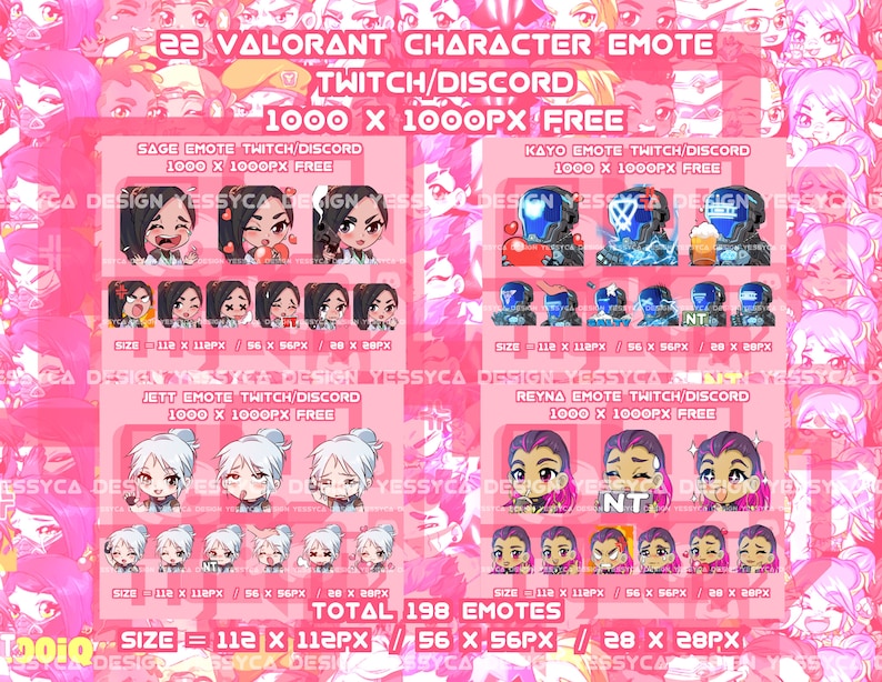 22 Character Valorant Cute Emotes Mega Bundle With Various Unique ...