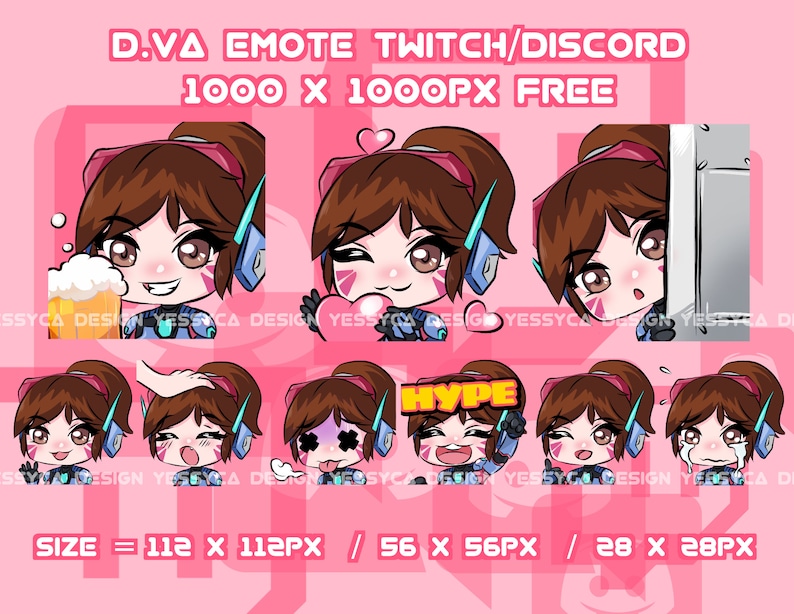 Cute D.va Dva Overwatch2 Emotes Bundle With Various Unique Expressions ...