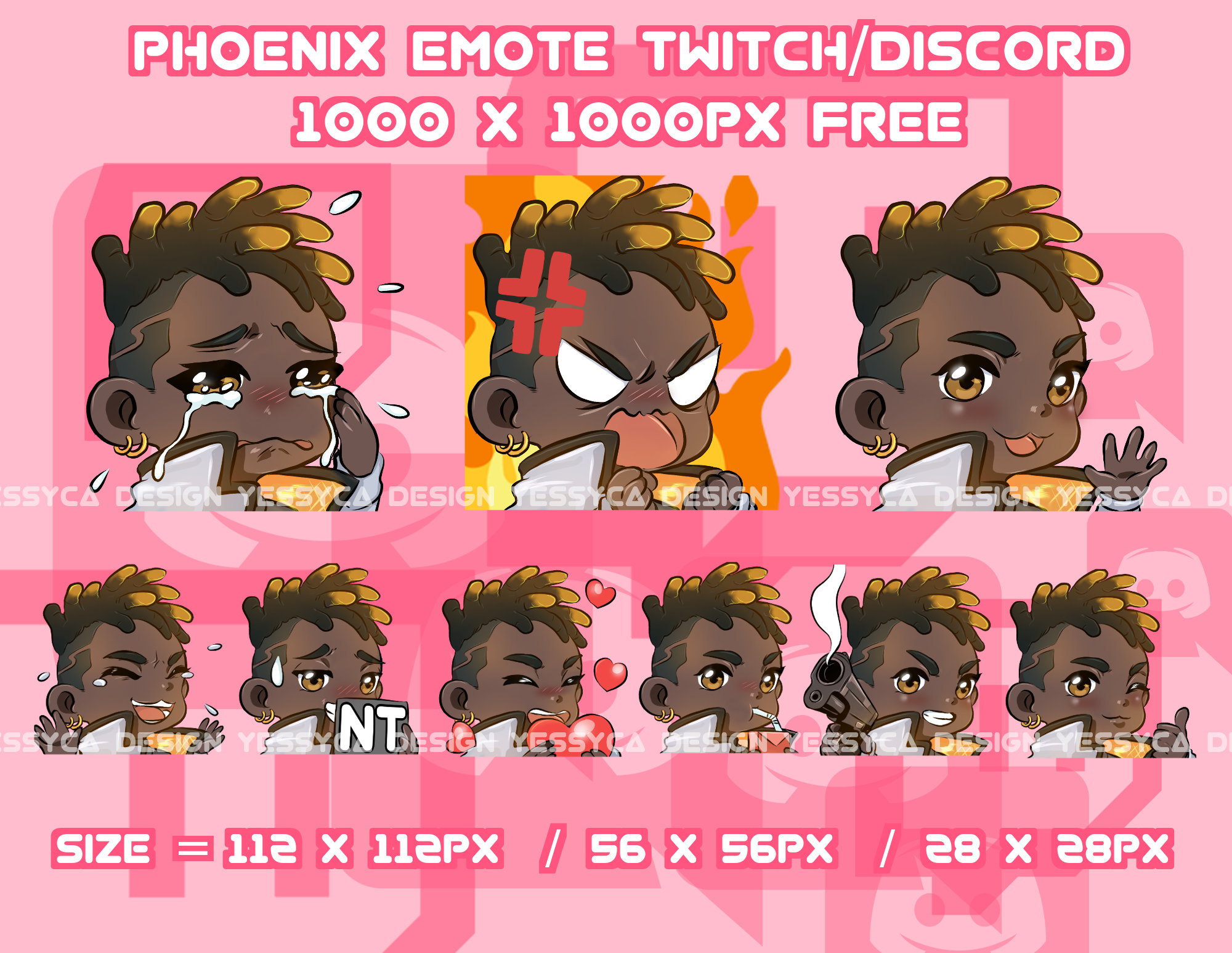 Joli lot d'émoticônes Phoenix Valorant avec diverses expressions ...