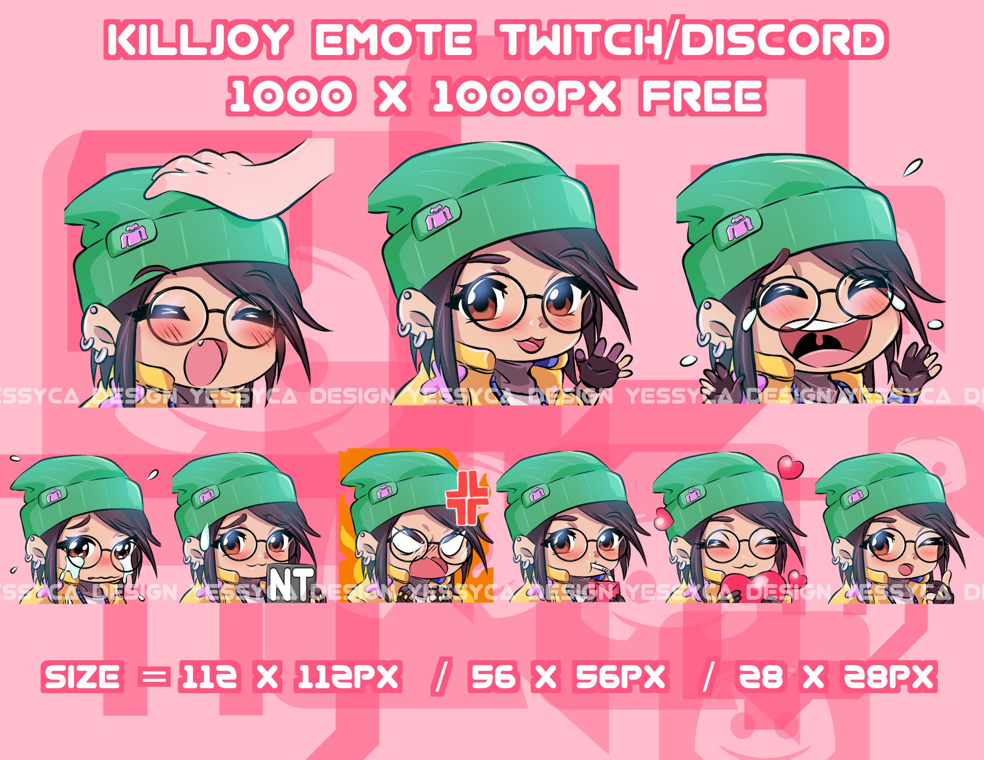 Lindo paquete de emoticones Killjoy Valorant con varias expresiones ...