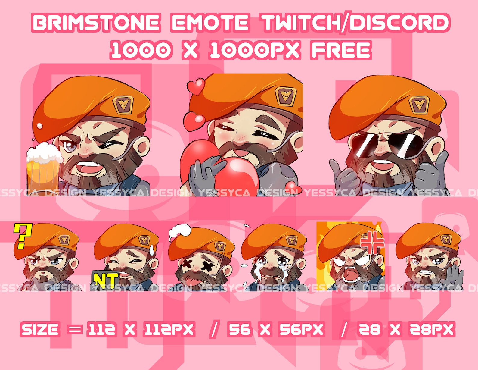 Cute Brimstone Valorant Emotes Bundle With Various Unique Expressions ...