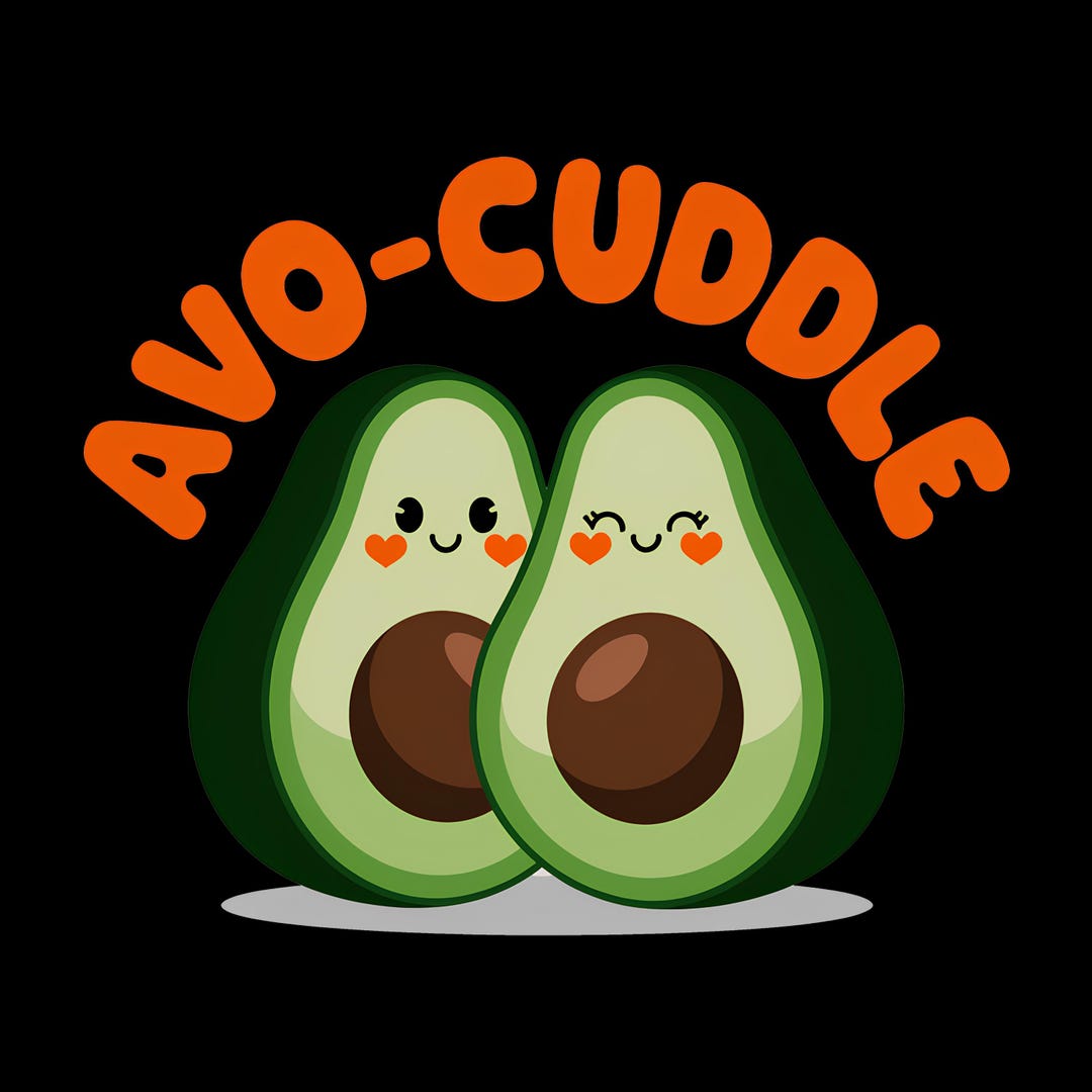 Avo-cuddle Perfection: Adorable Avocado Graphic for DIY Shirts, PNG ...
