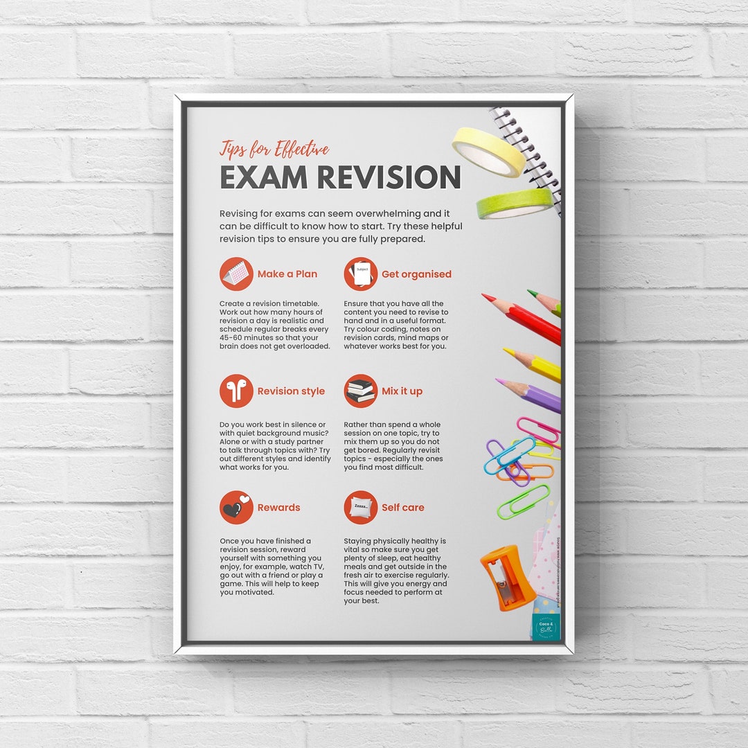 Exam Revision Tips Poster | Education | Revision Guide | Classroom ...