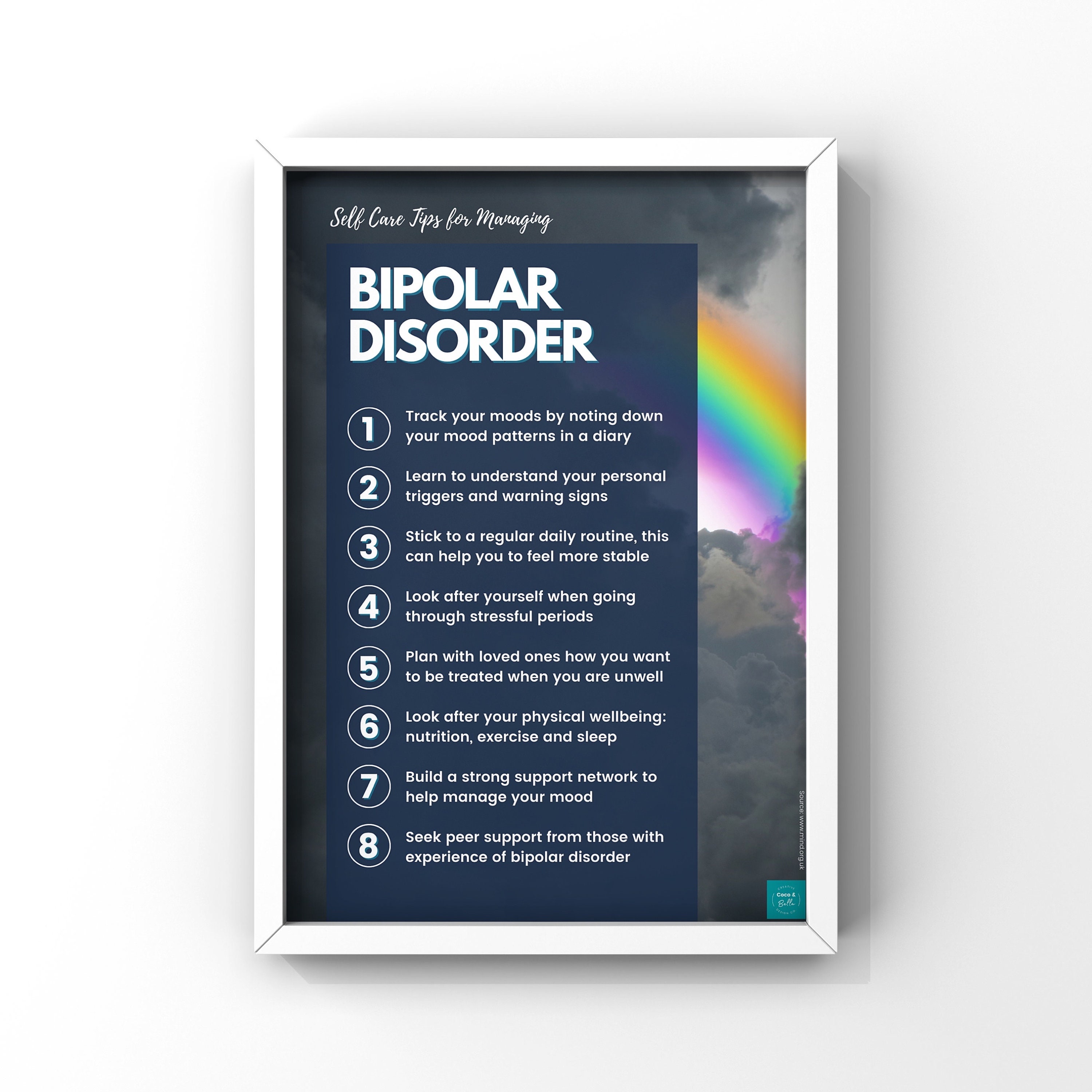 Self Care Tips for Managing Bipolar Disorder Poster | Mental Health ...