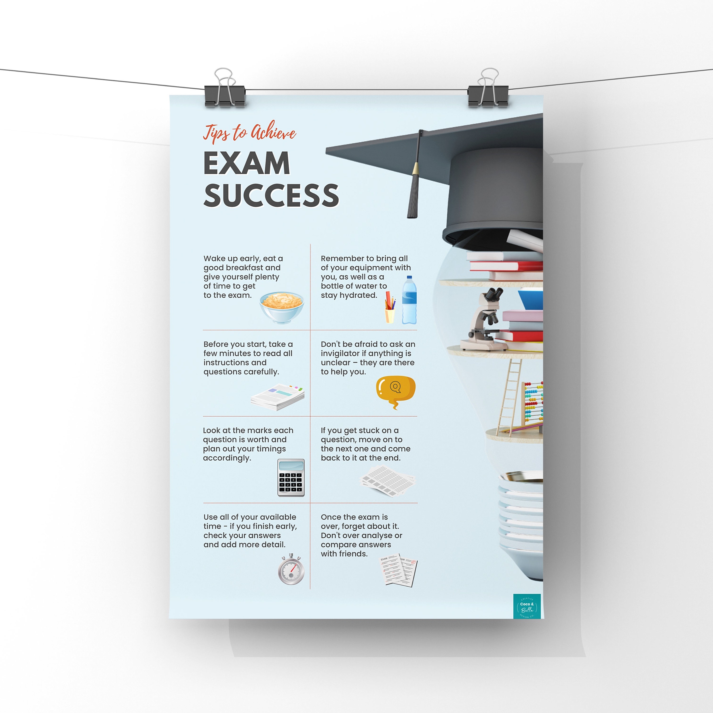 Tips for Exam Success Poster | Education | Exam Technique | Classroom ...