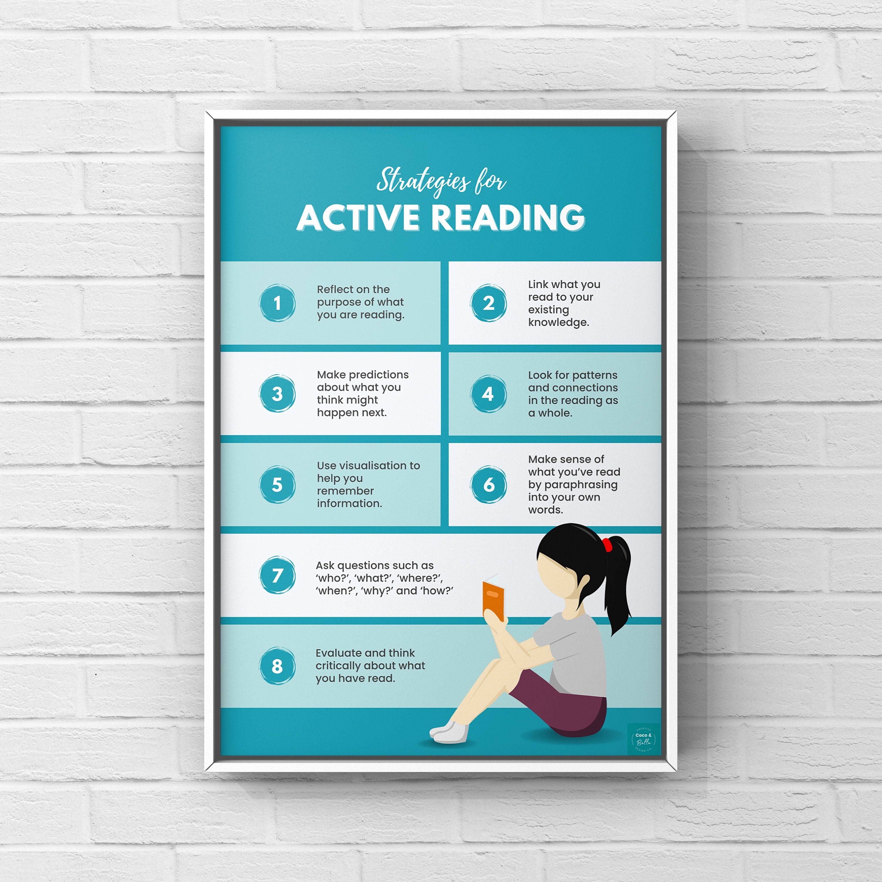 Active Reading Skills Poster | Study Skills | Literature | Wall Decor ...
