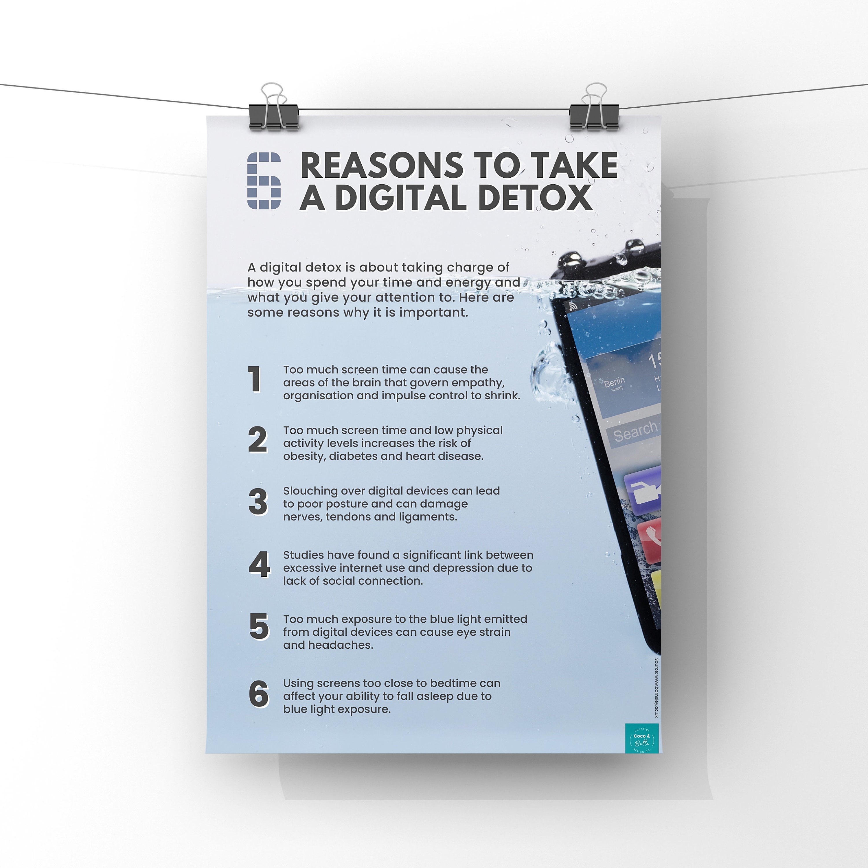 Digital Detox Poster | Health and Wellbeing | Home Office | Office Wall ...