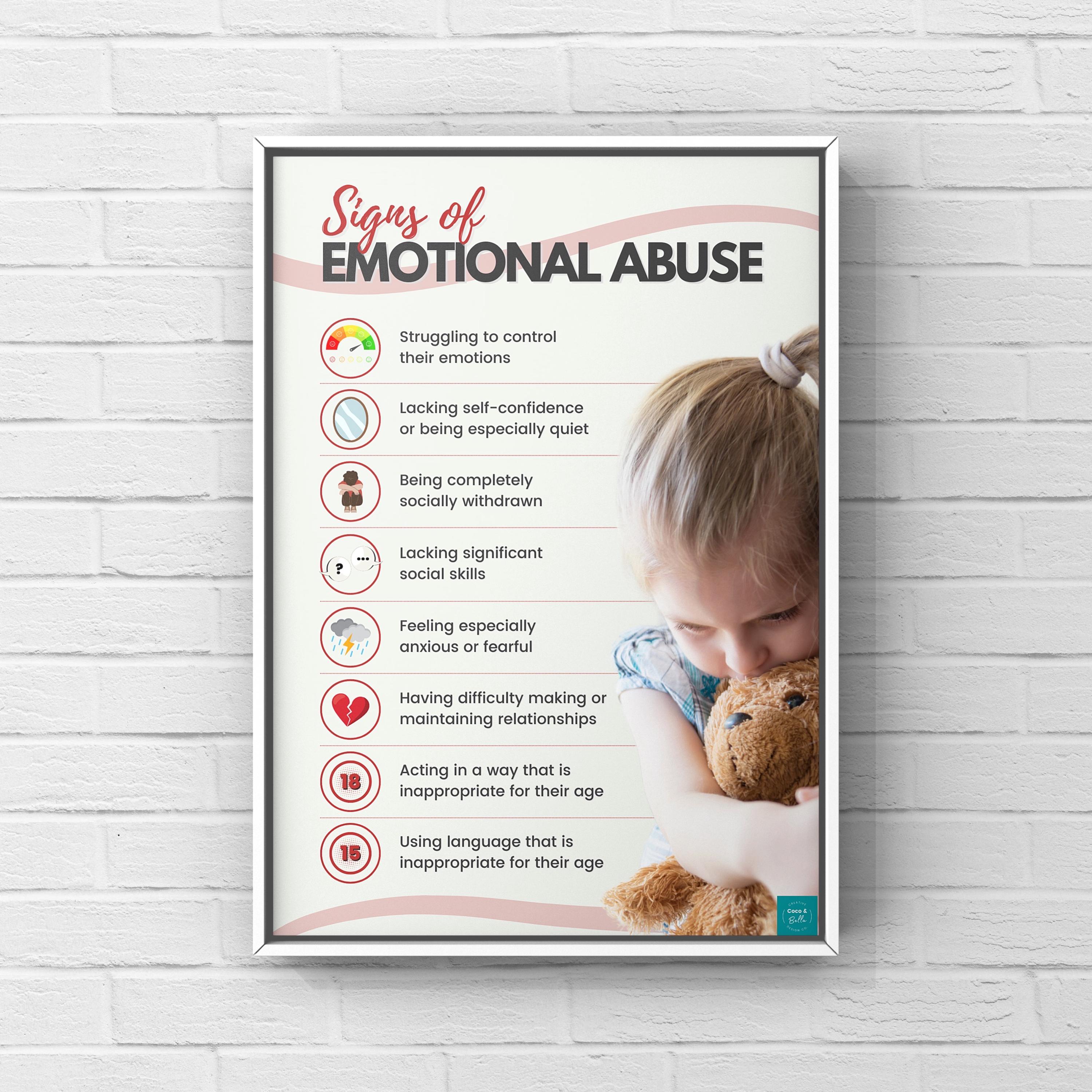 Signs of Emotional Abuse Poster | Education | Safeguarding | Child ...