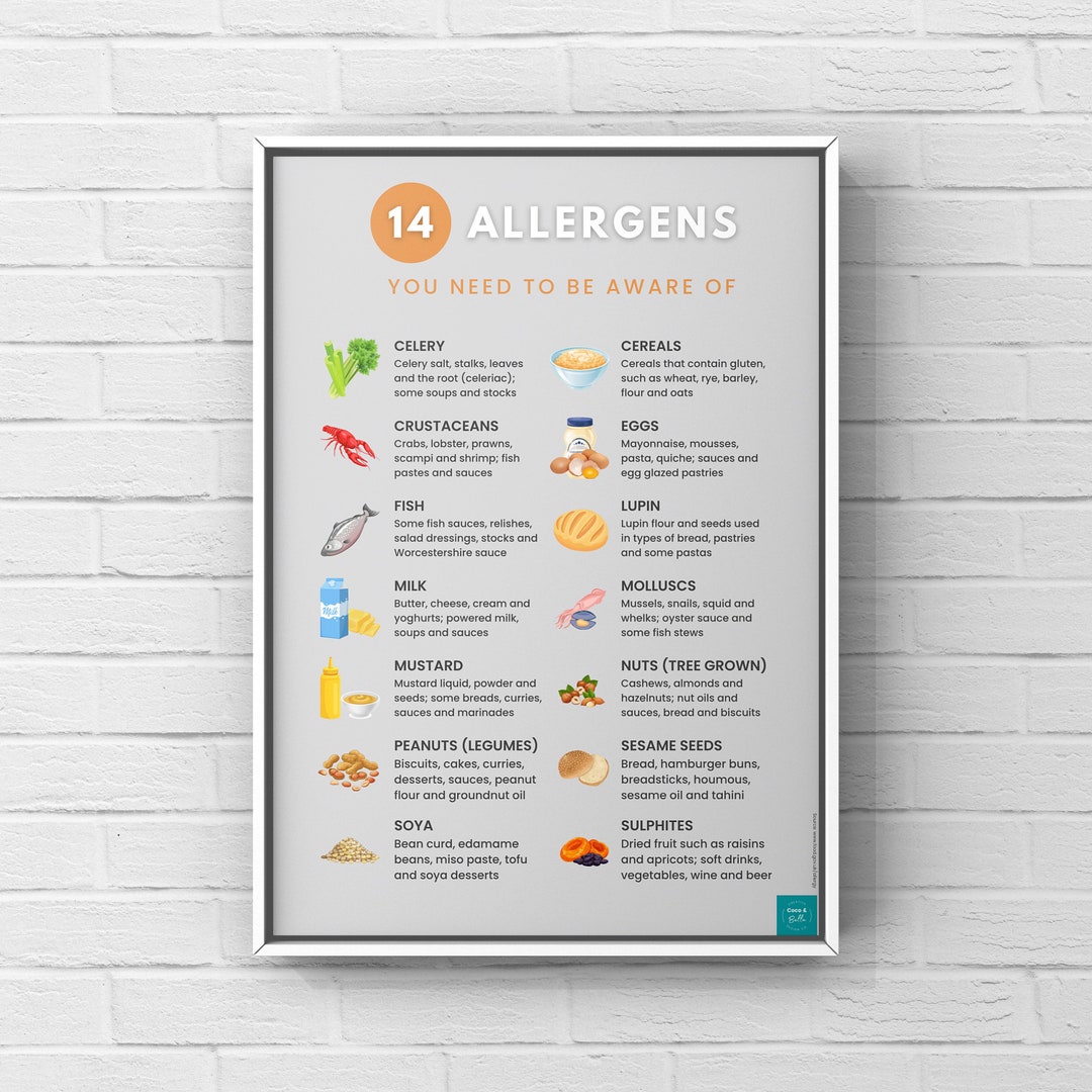 Allergens Poster Food Allergies Healthy Eating Health & - Etsy
