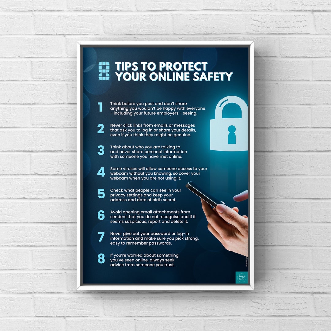 Online Safety Tips Poster Education Cyber Safety Classroom Display ...