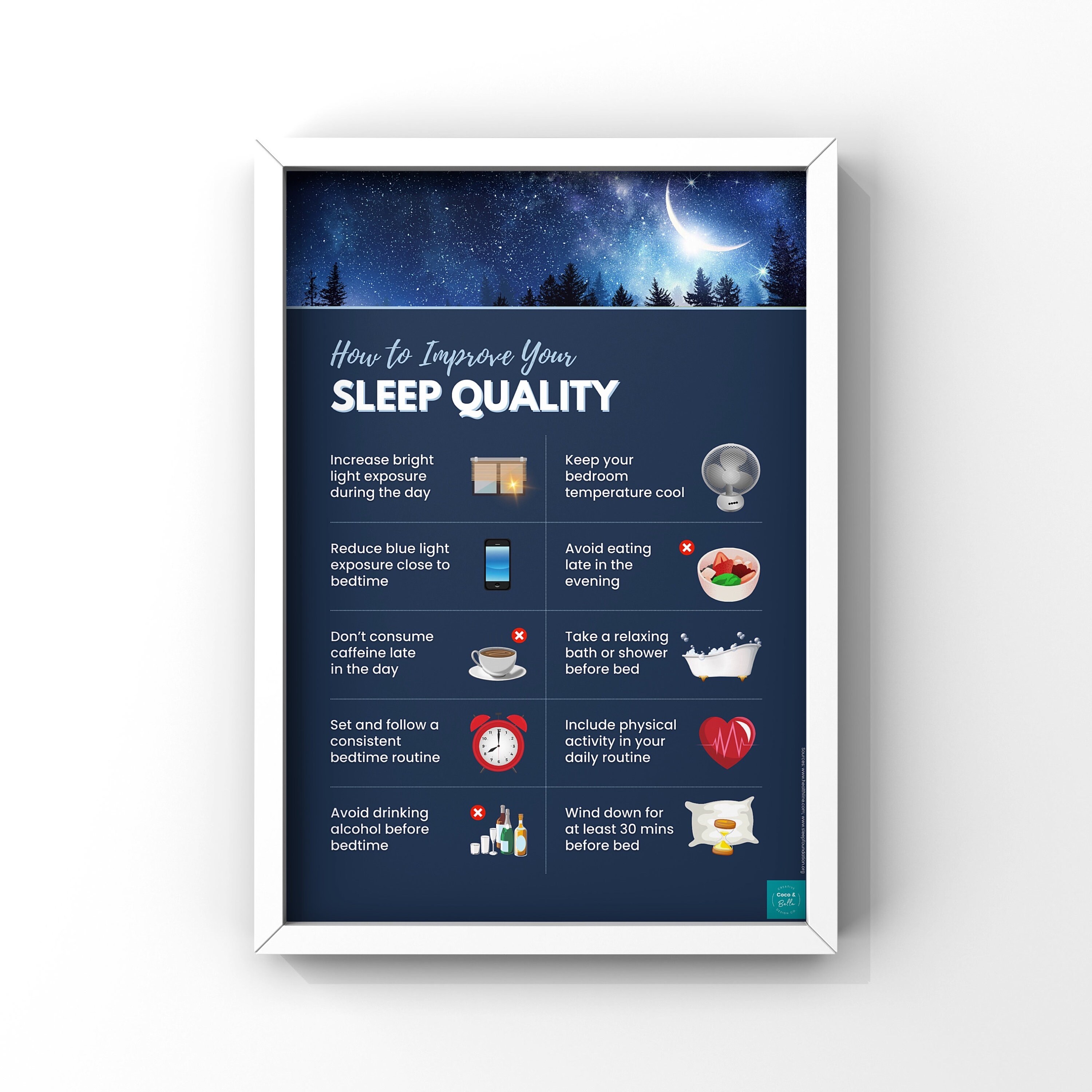 How to Improve Your Sleep Quality Poster | Health and Wellbeing | Self ...