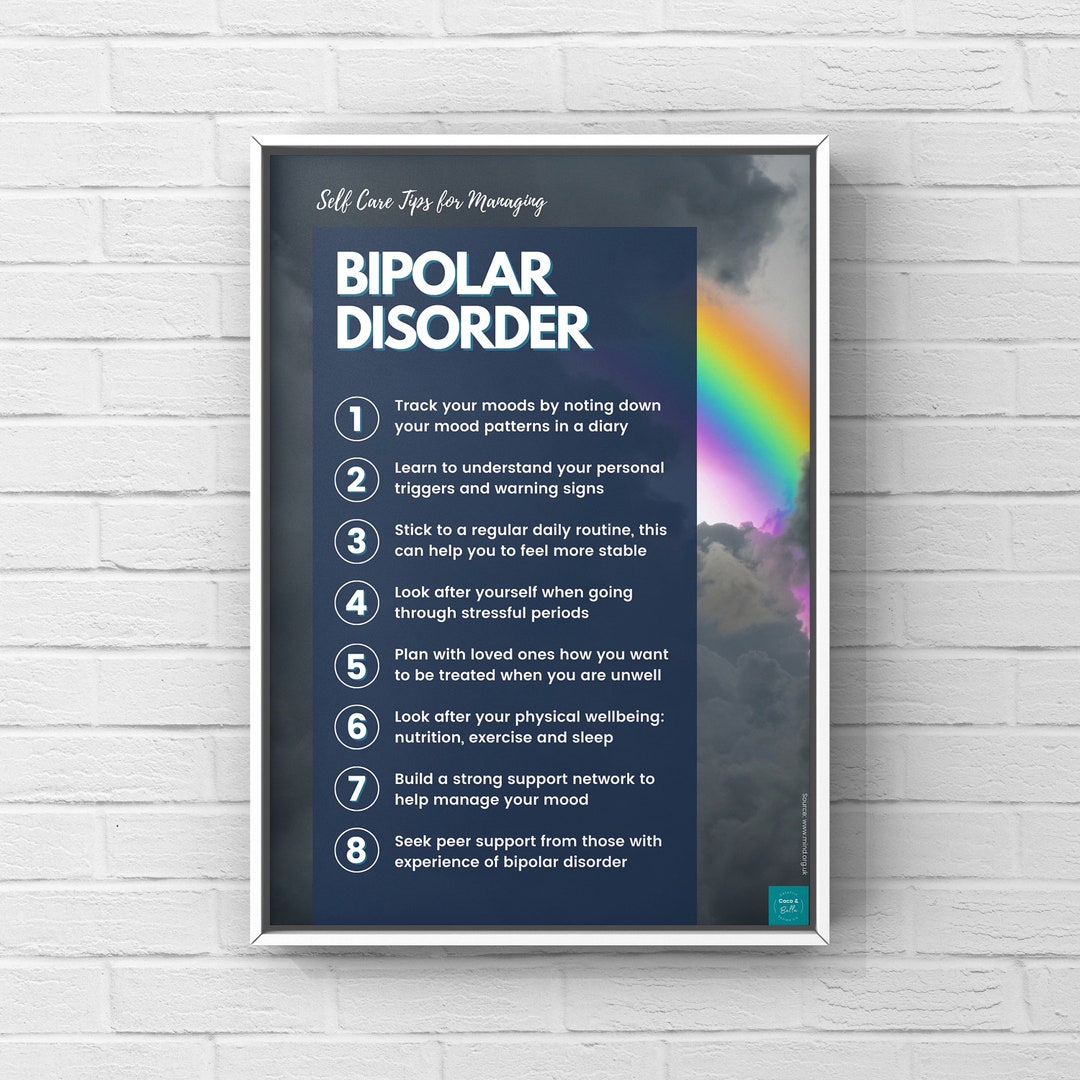 Self Care Tips for Managing Bipolar Disorder Poster | Mental Health ...