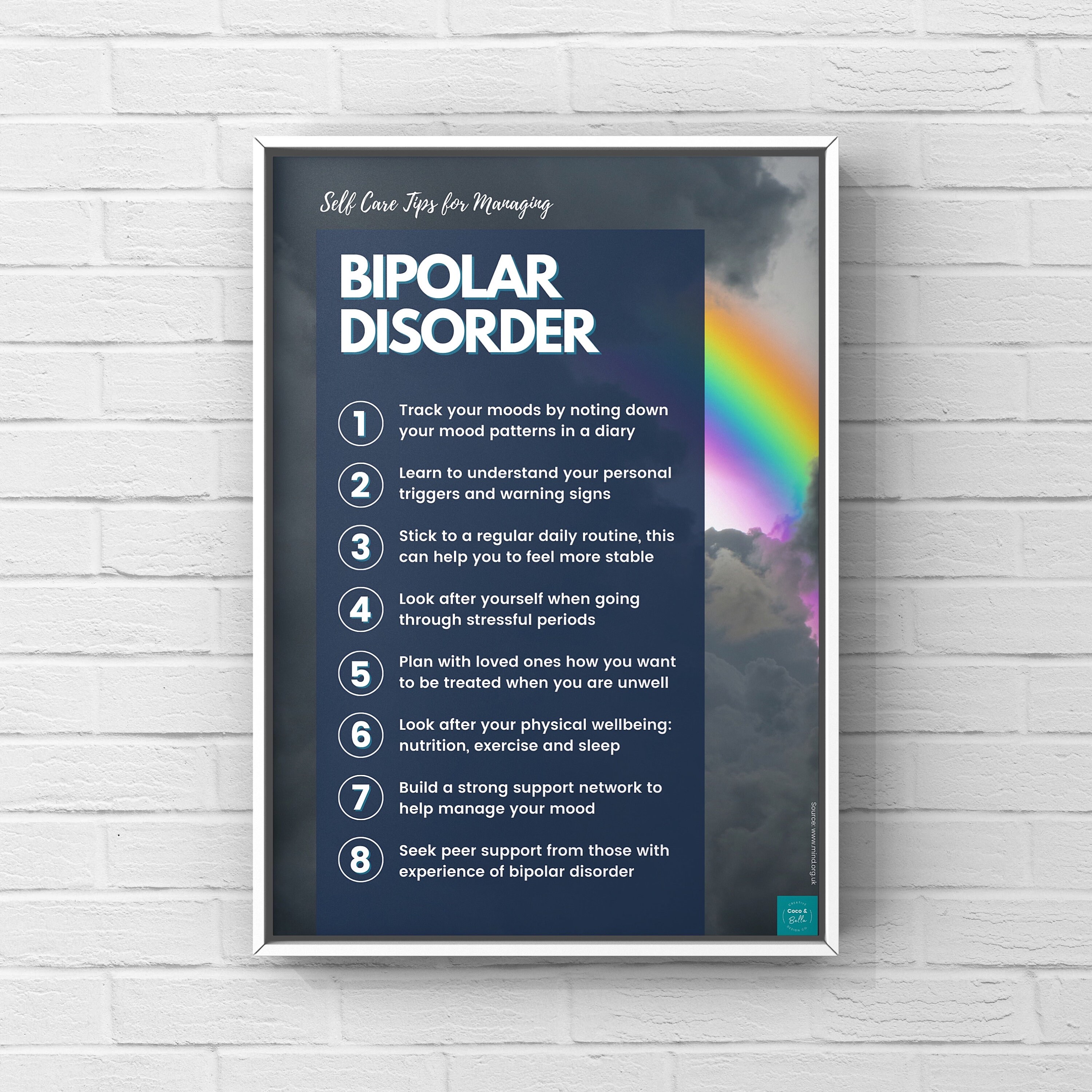 Self Care Tips for Managing Bipolar Disorder Poster | Mental Health ...