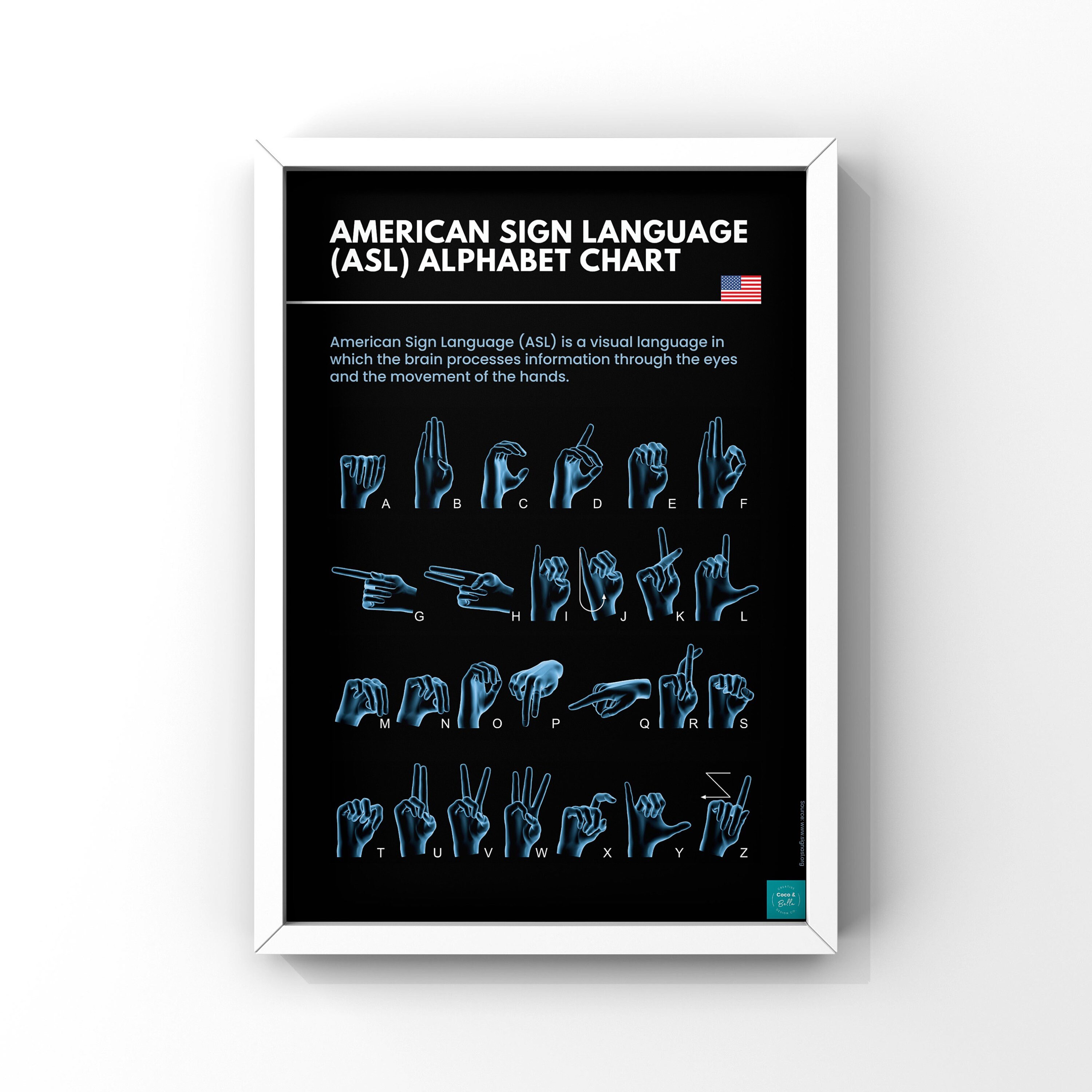 American Sign Language Chart Poster Communication Skills - Etsy Hong Kong