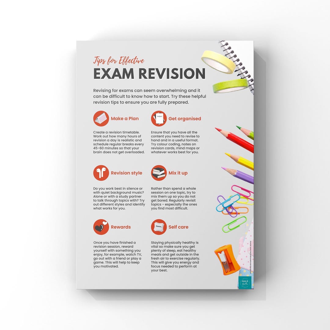 Exam Revision Tips Poster | Education | Revision Guide | Classroom ...