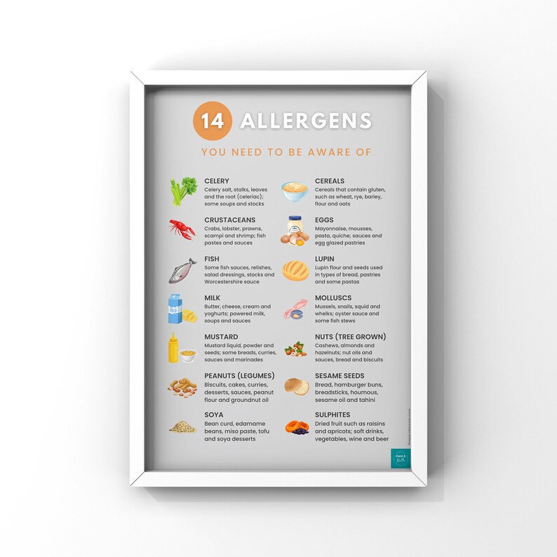 Allergens Poster Food Allergies Healthy Eating Health & - Etsy