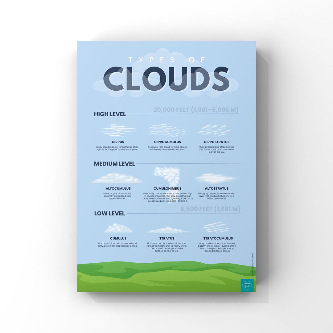 Types of Clouds Poster | Geography Poster | Meteorology Poster | Wall ...