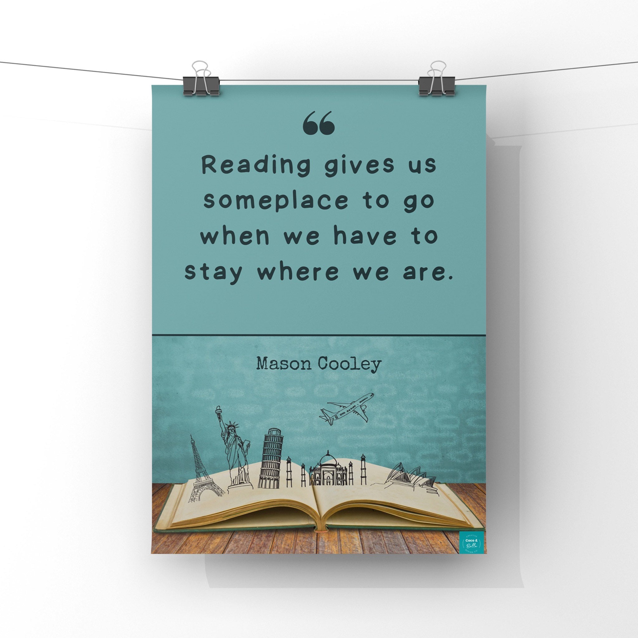 Reading Quote Poster Inspirational Quote Classroom School Library ...
