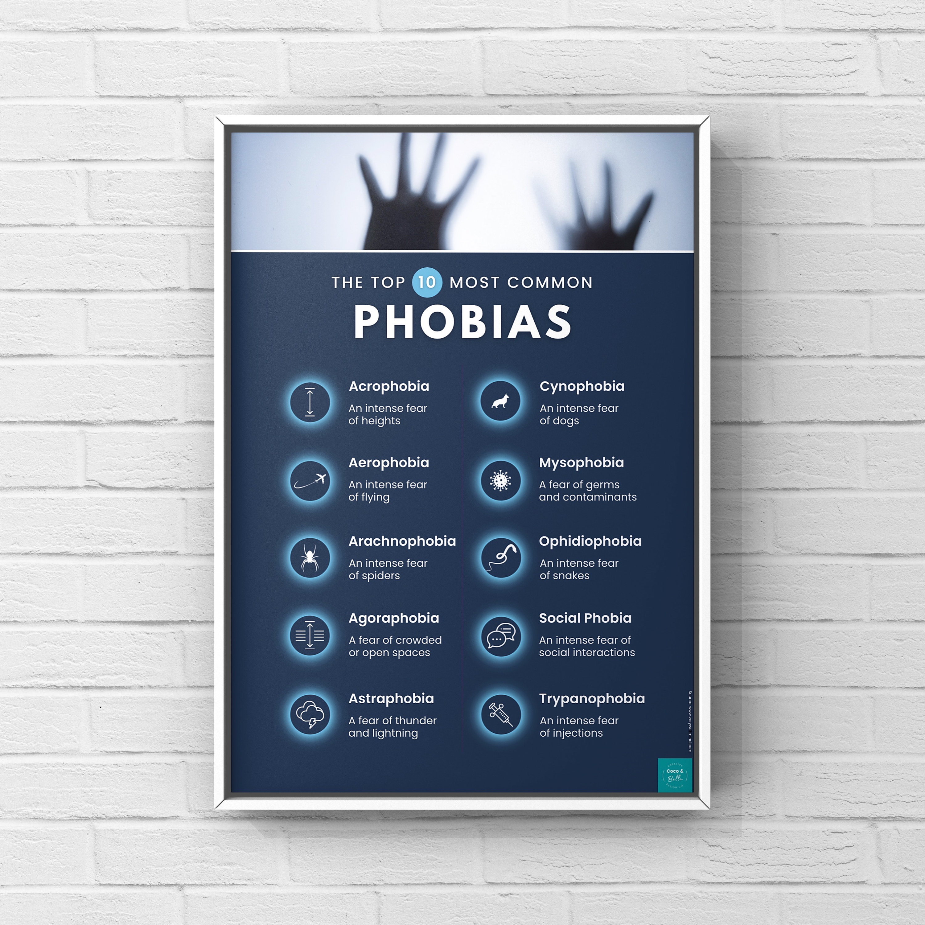 Common Phobias Poster | Mental Health Awareness | Psychology | Anxiety ...