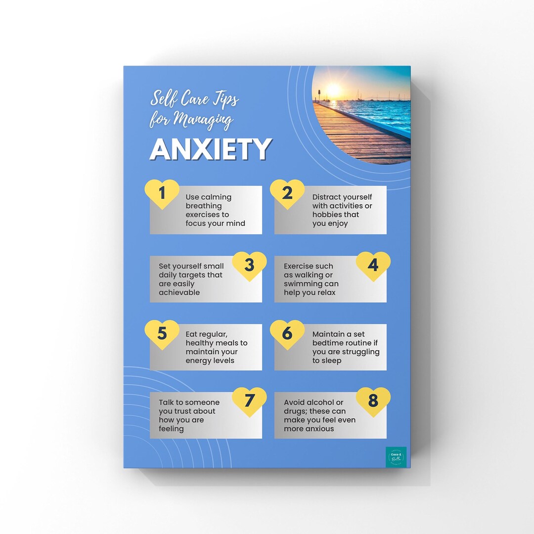 Self Care Tips for Managing Anxiety Poster | Mental Health Awareness ...