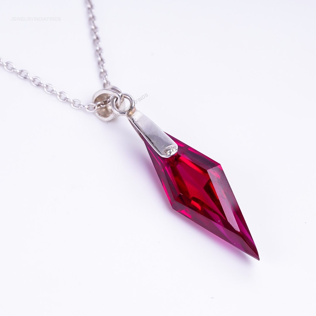 Kite Cut Jewelry, Ruby Stone Pendant for Her, Engagement Present, 925 ...