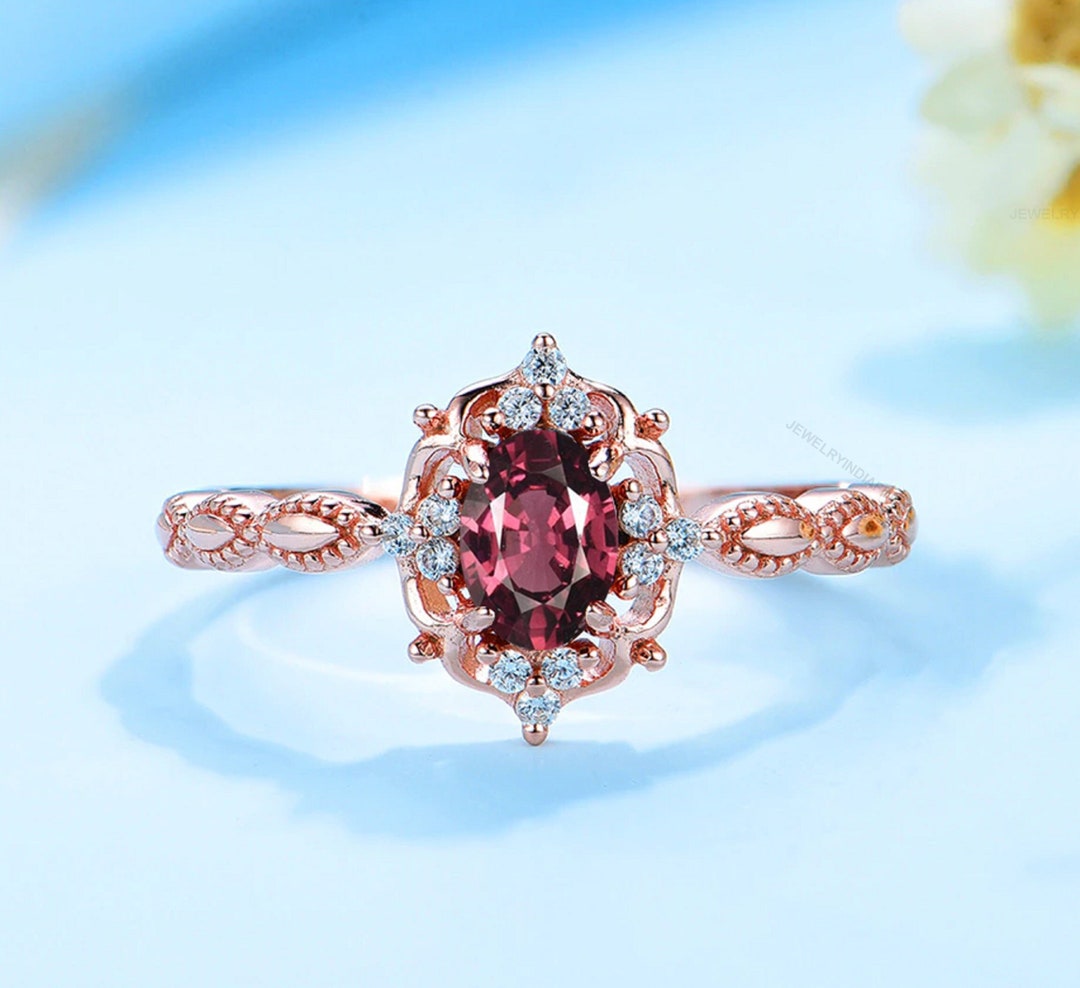 Rhodolite Vintage Ring, 925 Sterling Silver, Promise Ring for Her ...