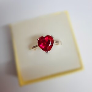 Heart Shape Ruby Ring-promise Ring for Her-anniversary Gift-925 Sterling Silver-engagement Ring ...