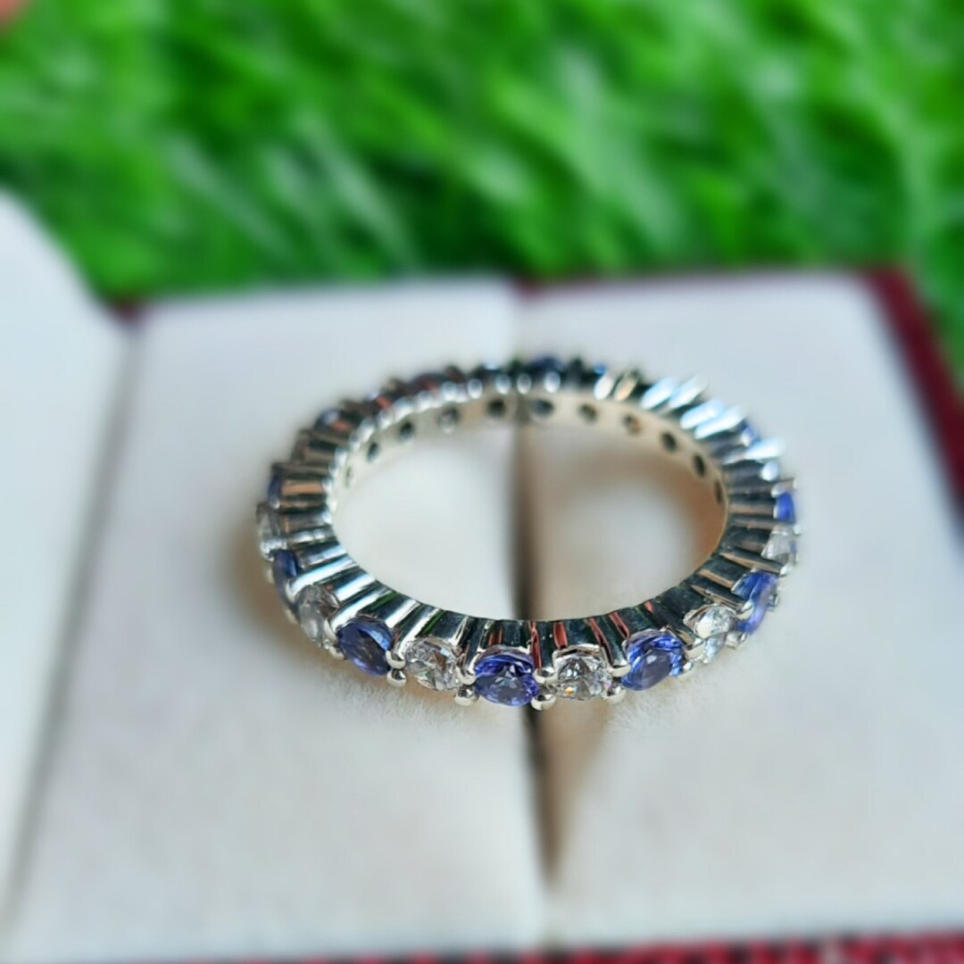 Genuine Tanzanite Band, Wedding Band Tanzanite, Dainty Ring, Sterling ...