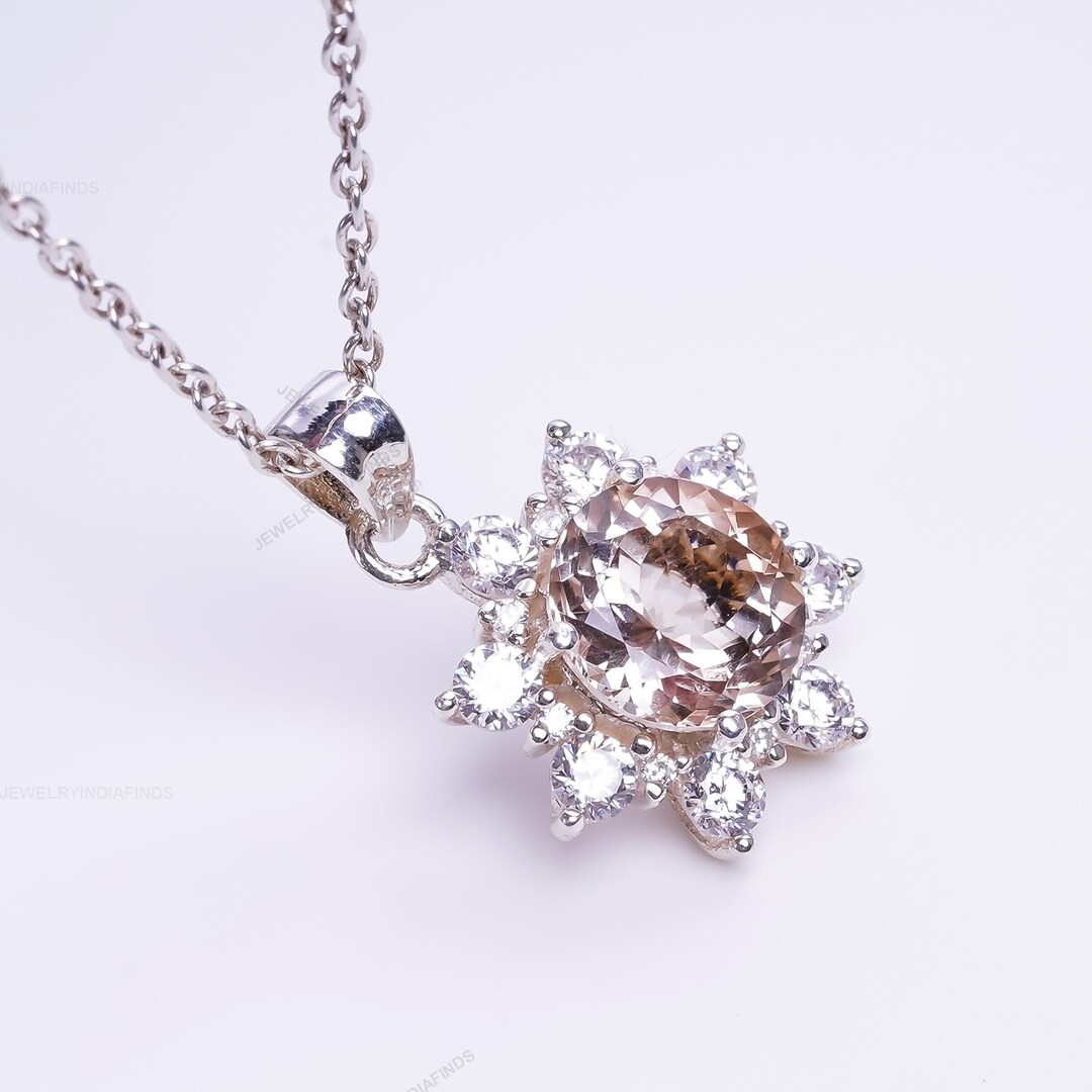 Peach Topaz Necklace-imperial Topaz Stone Necklace for Her-engagement ...