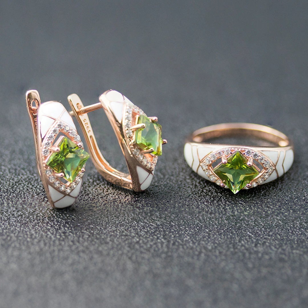 Sterling Silver Color Change Gemstone Ring and Earring Set - Etsy