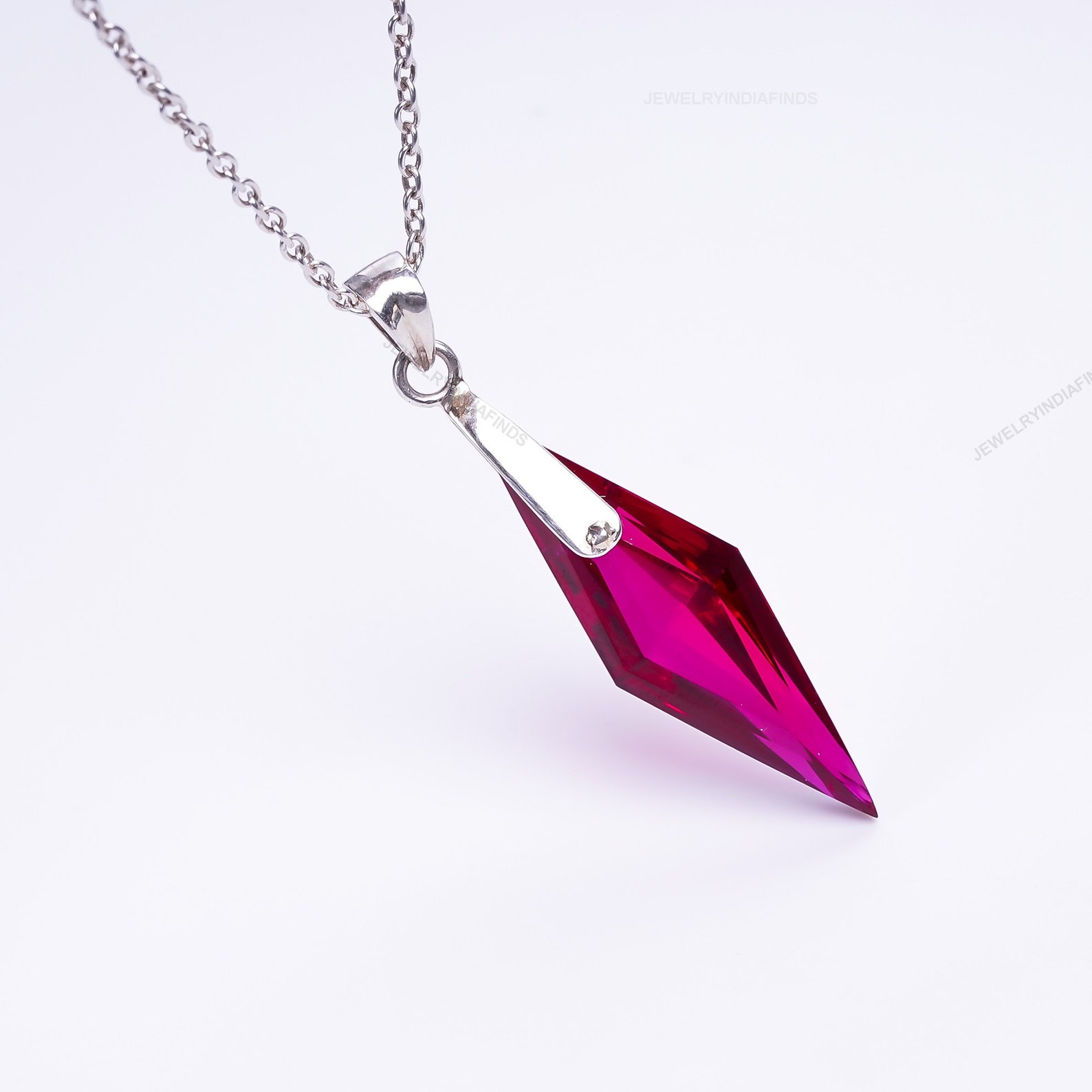 Kite Cut Ruby Pendant: 925 Sterling Silver Prismatic Necklace - Etsy